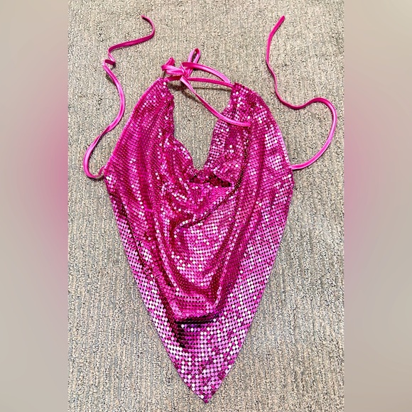 Steve Madden | Tops | Steve Madden Barely There Metal Halter Top Pink ...